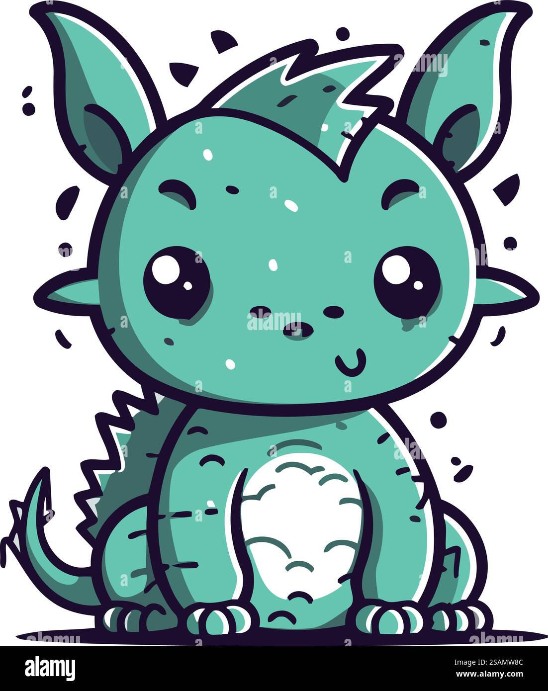 Cute cartoon little dragon. Vector illustration isolated on white ...