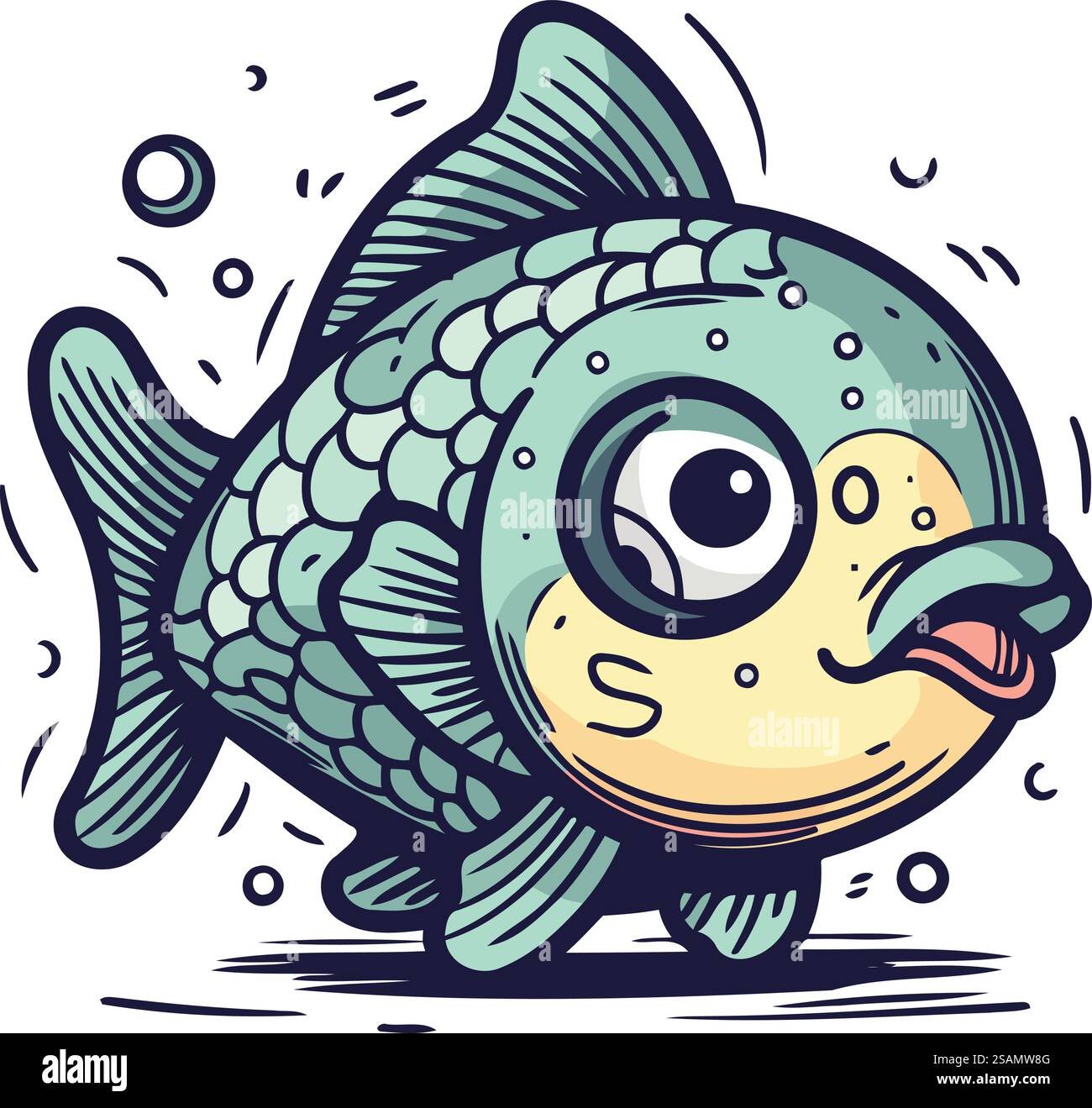 Cute cartoon fish. Vector illustration isolated on a white background ...