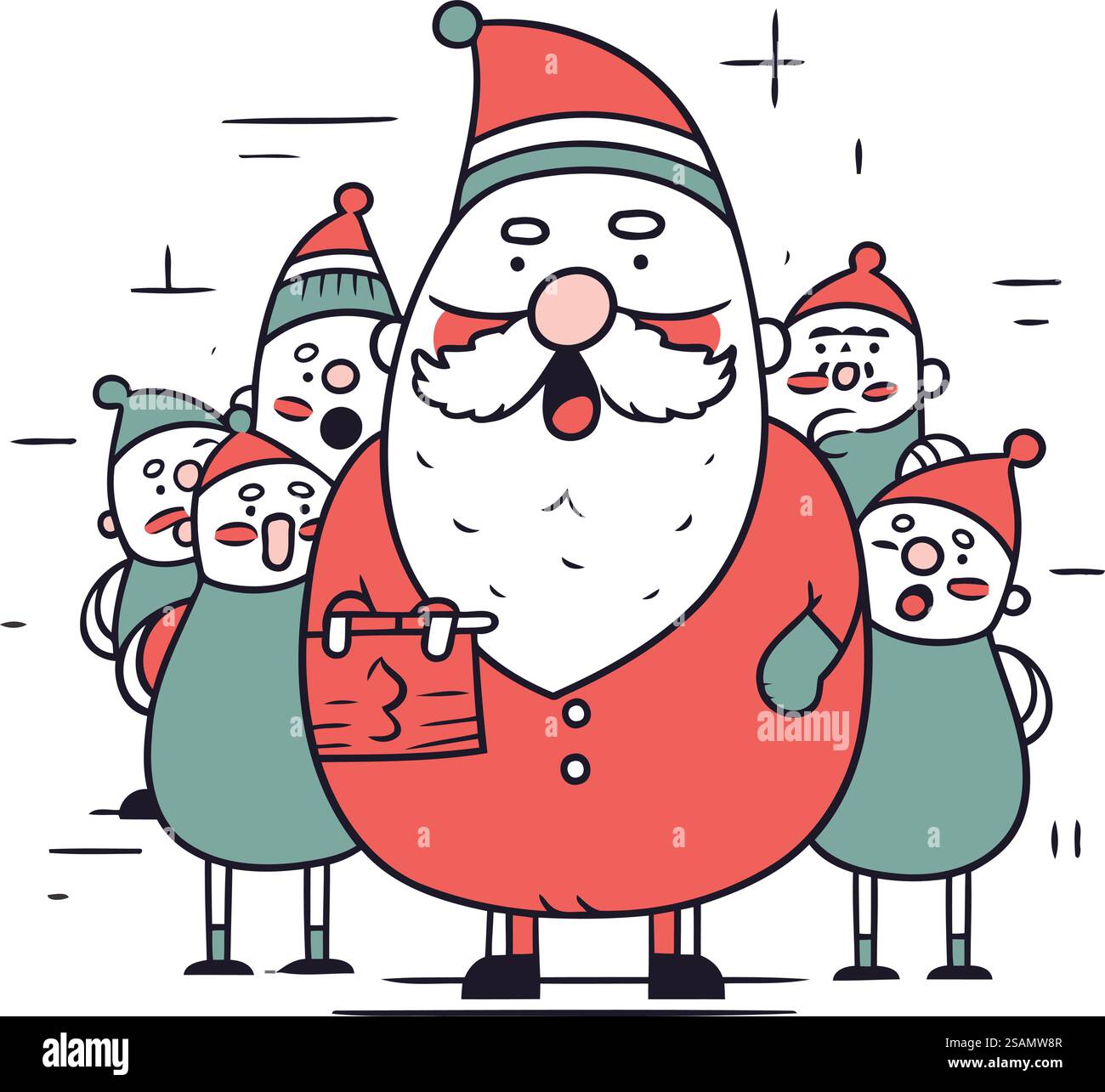 Santa Claus with presents. Vector illustration in doodle style Stock ...