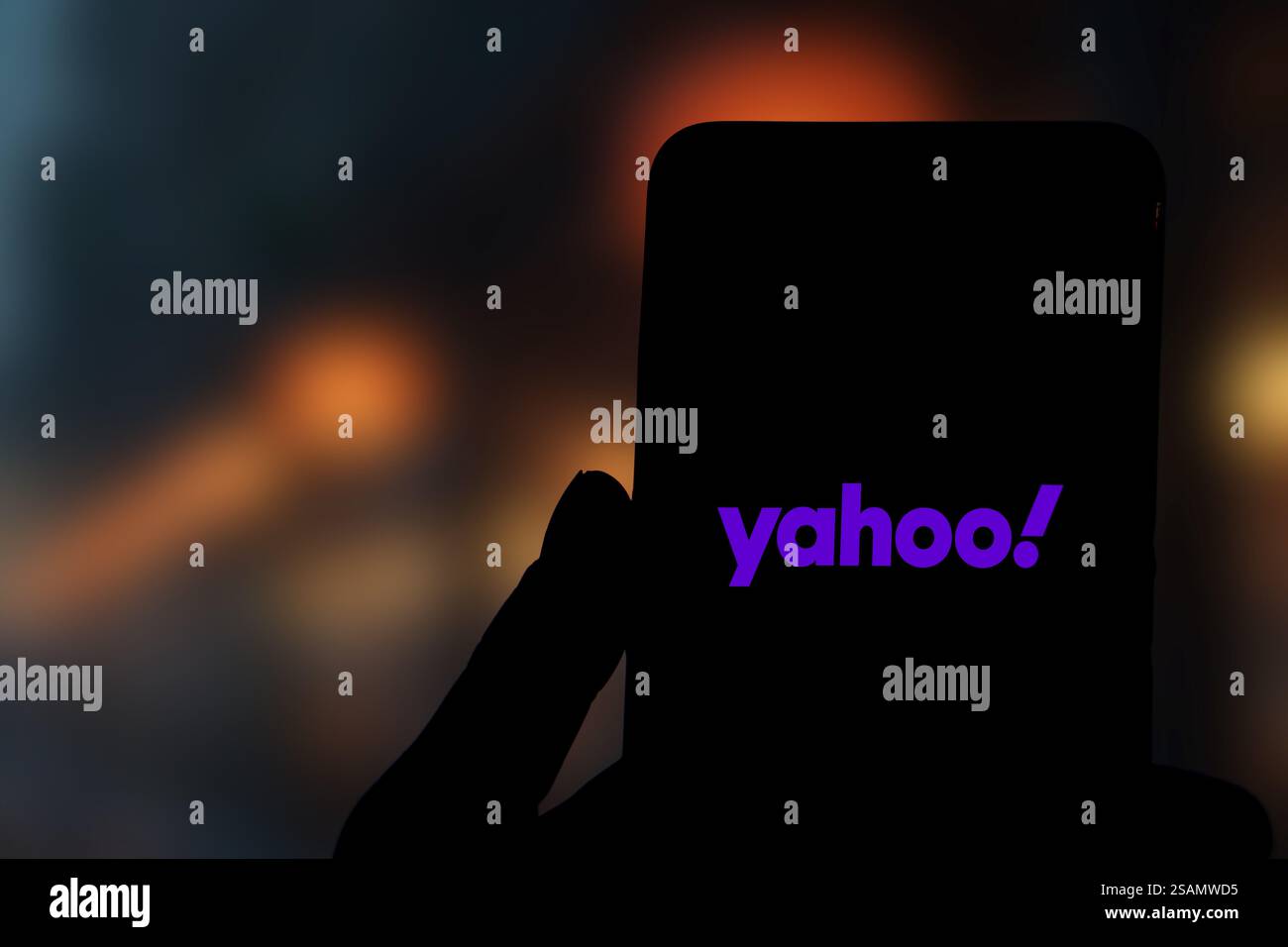 Yahoo logo on phone screen stock image Stock Photo - Alamy