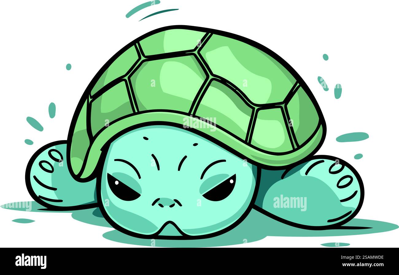 Cute cartoon turtle crying. Vector illustration. Isolated on white ...