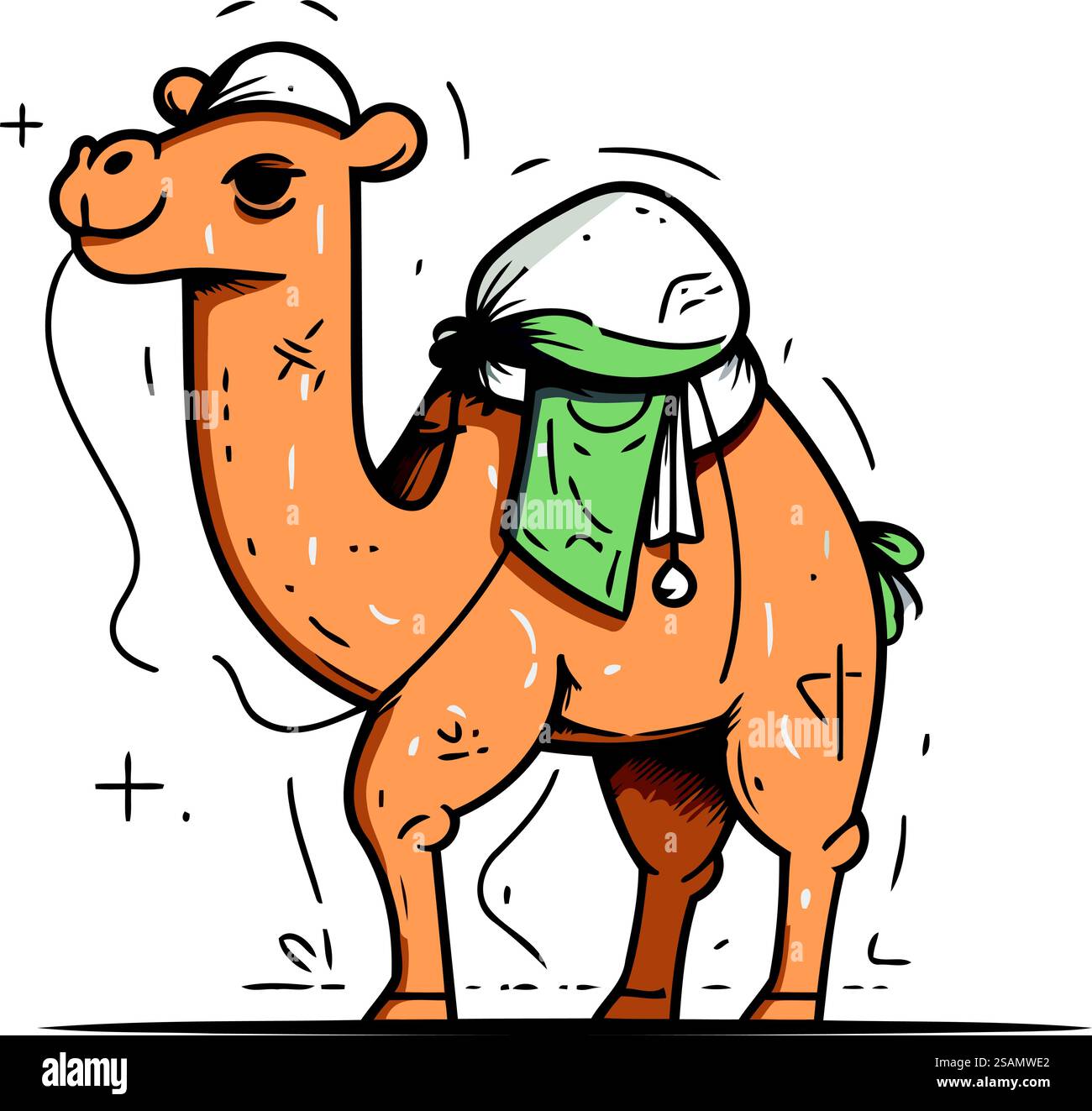 Camel in a hat and scarf. Vector illustration in cartoon style Stock ...