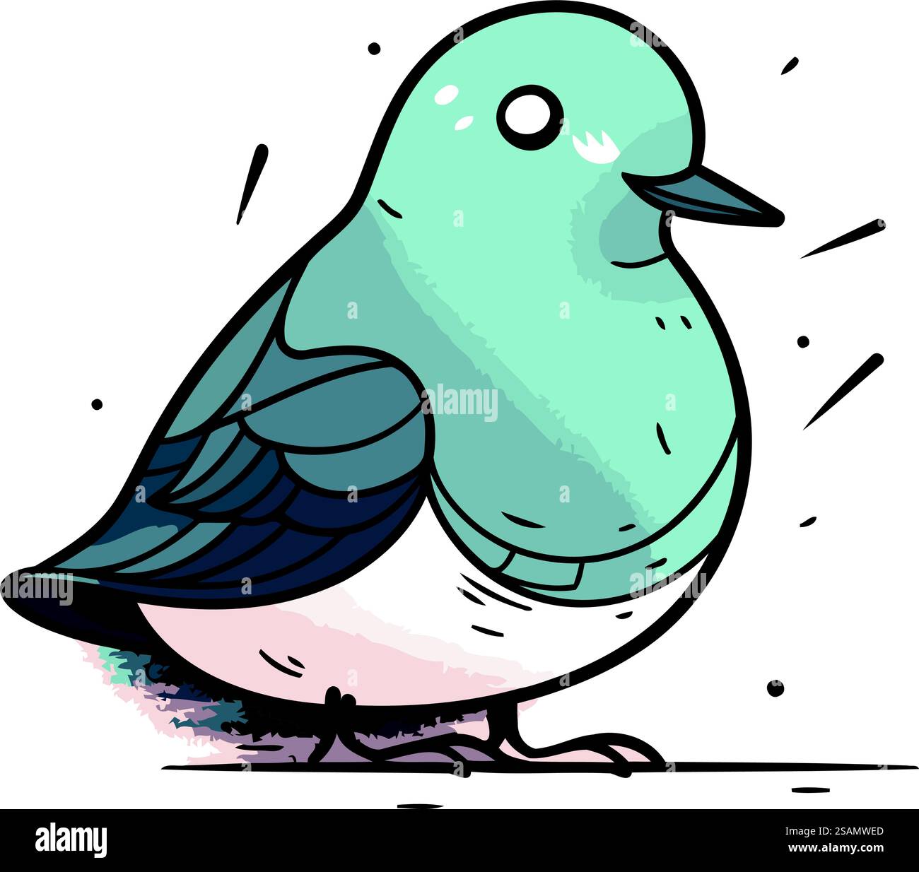 Vector illustration of cute blue bird. Hand drawn doodle bird Stock ...