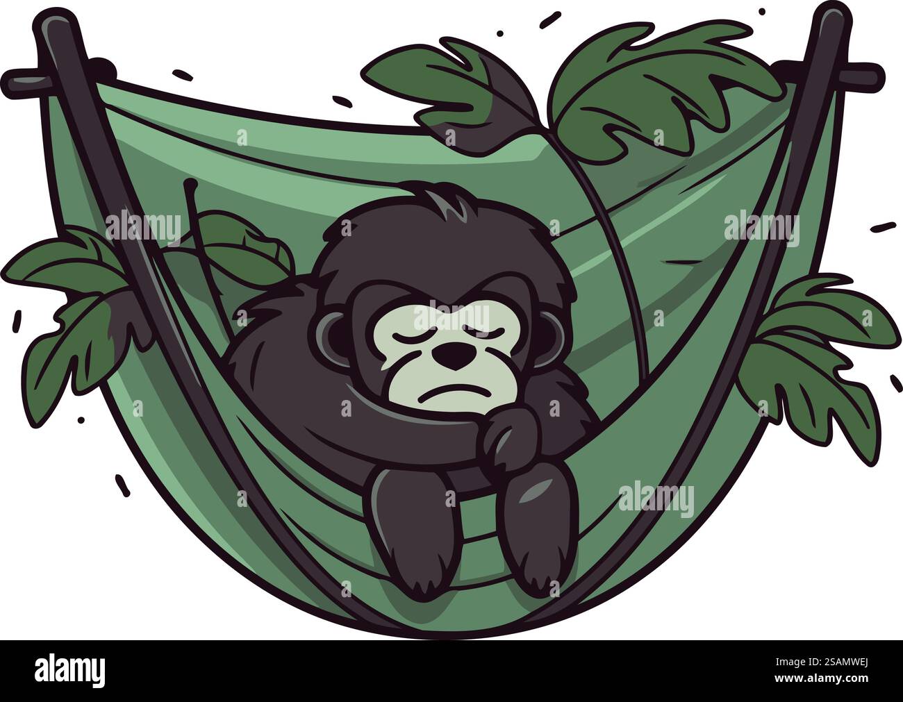Monkey in hammock. Vector illustration of a monkey in a hammock Stock ...