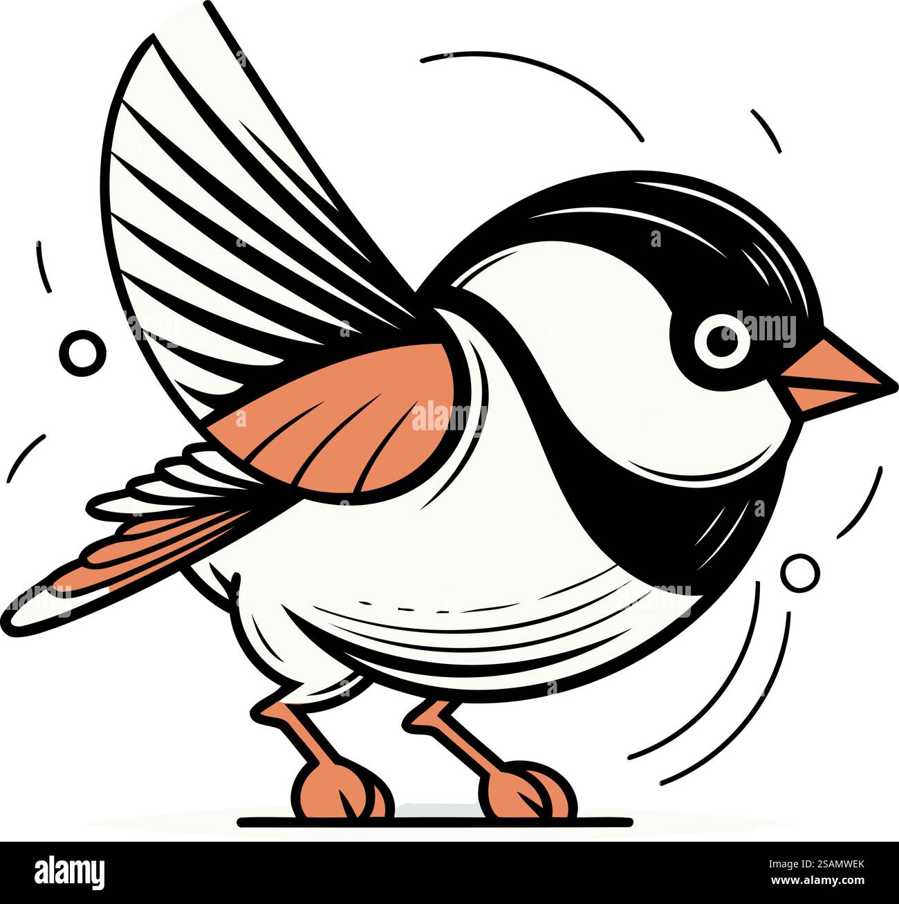Vector illustration of a cute cartoon titmouse. Isolated on white ...