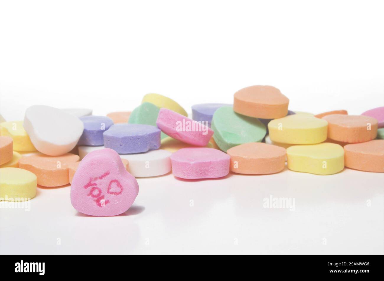 Conversation hearts Valentines day candy. Concept of love Stock Photo ...