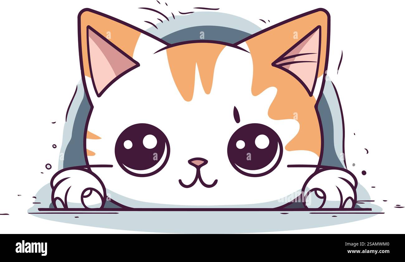 Cute cat face. Cute cartoon character. Vector illustration Stock Vector ...