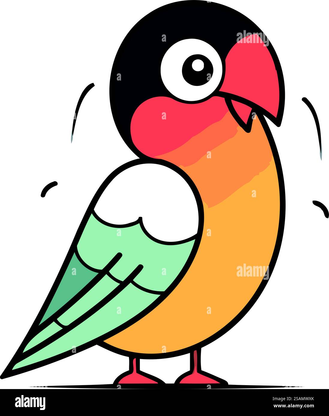 Cute cartoon parrot. Vector illustration in line art style Stock Vector ...