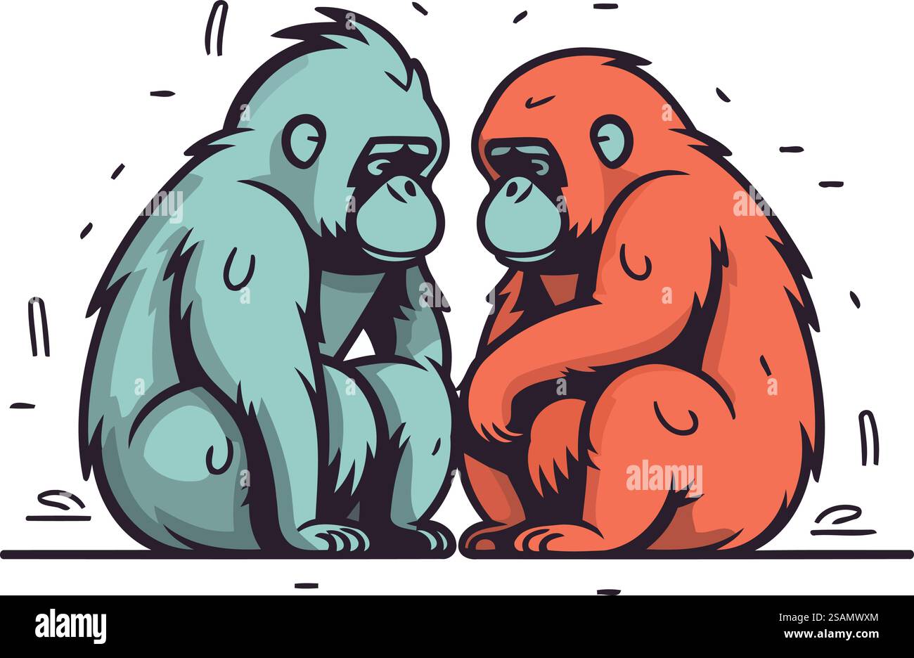 Vector illustration of two monkeys. Cartoon style isolated on white background Stock Vector ...