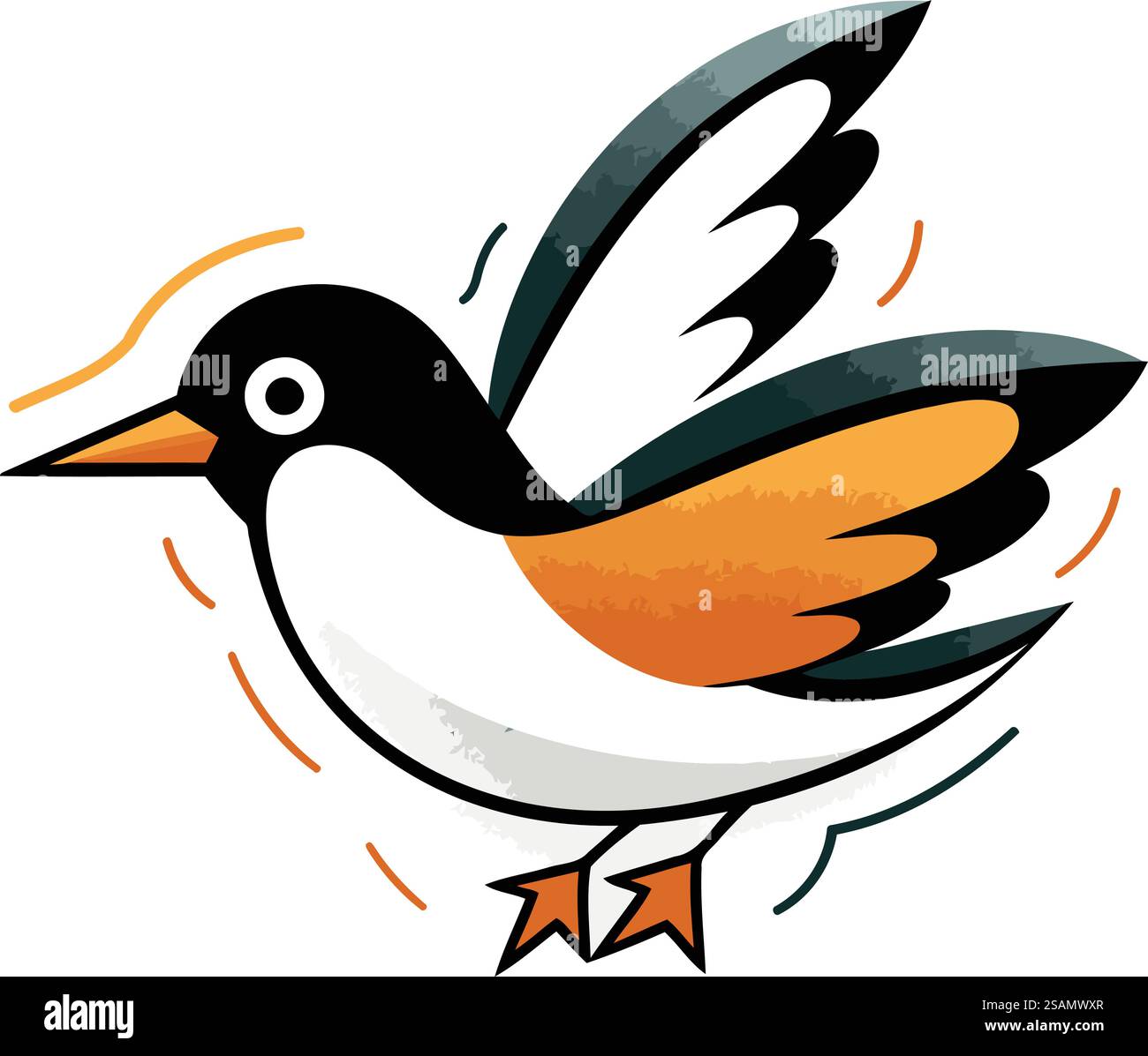 Vector illustration of a flying bird on a white background. Isolated ...