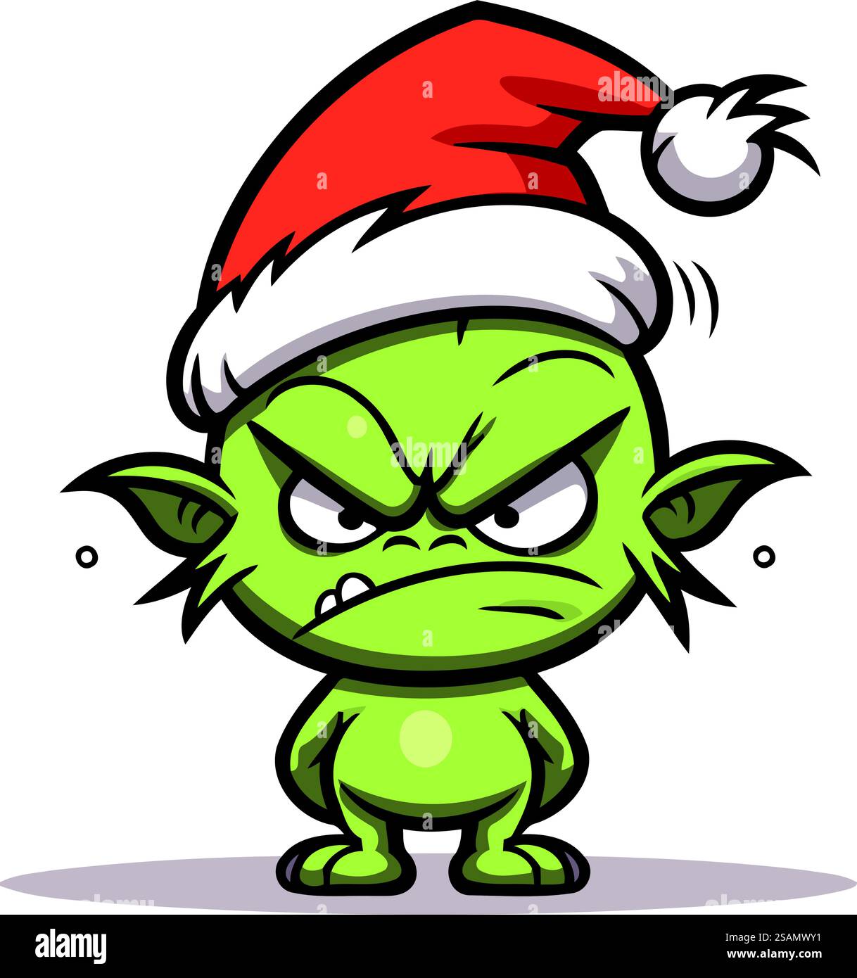 Angry cartoon monster in a Santa Claus hat. Vector illustration Stock ...