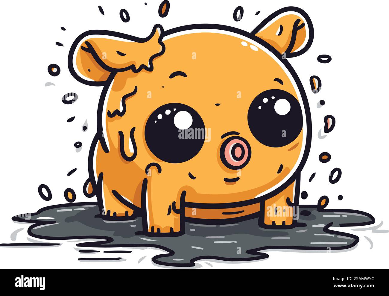 Cute kawaii dog in puddle. Vector illustration Stock Vector Image & Art ...