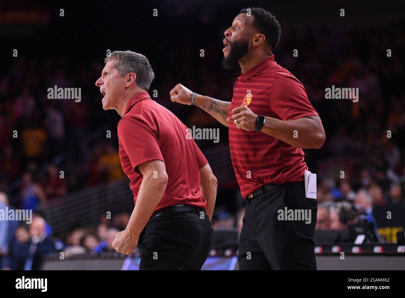 LOS ANGELES, CA - JANUARY 27: USC Trojans head coach Eric Musselman and ...