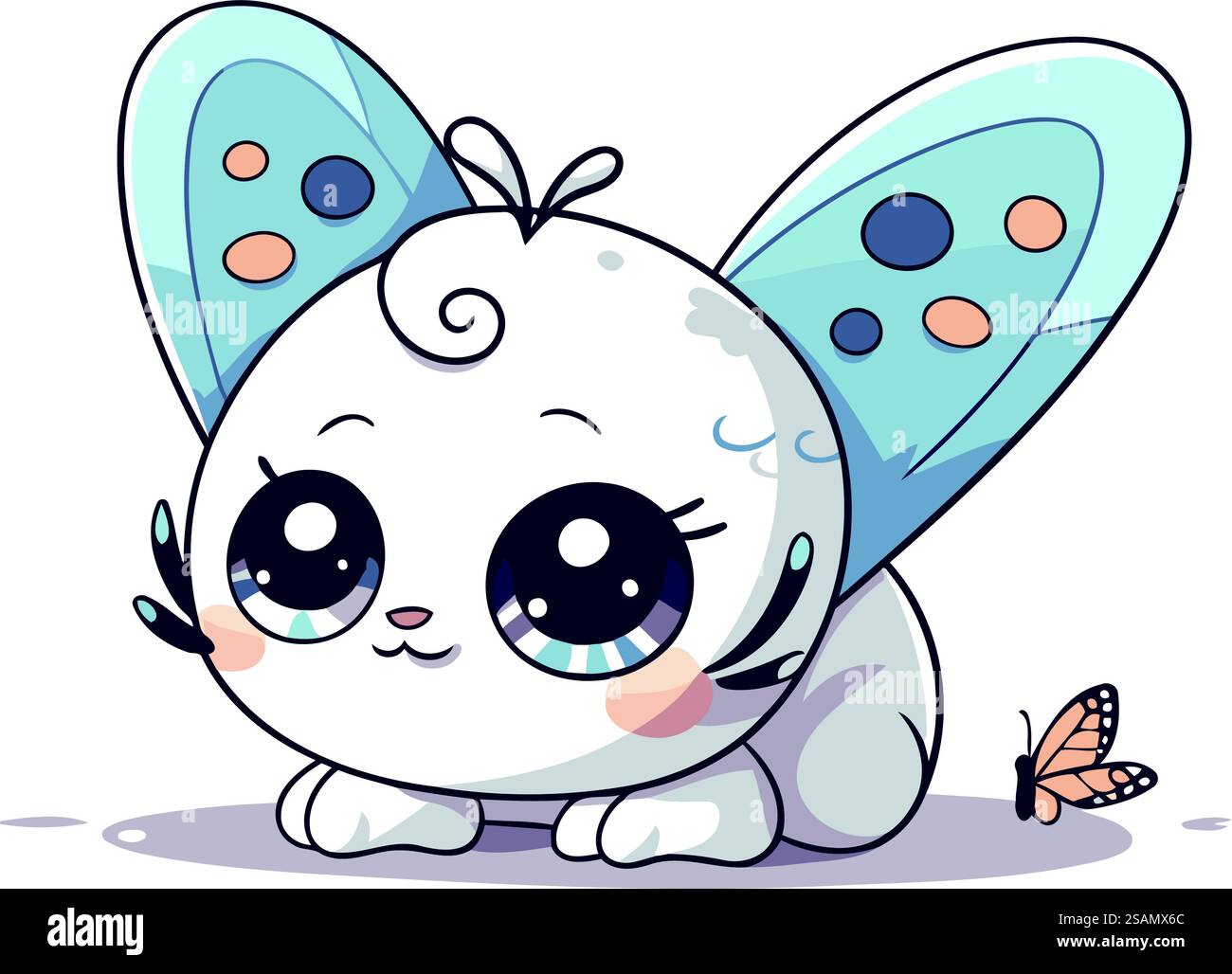 Cute cartoon butterfly character. Vector illustration isolated on white ...