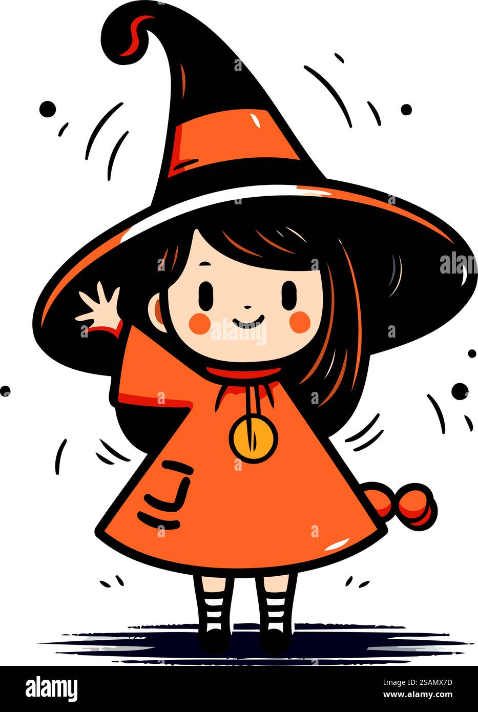 Cute little girl in halloween costume. Vector illustration Stock Vector ...