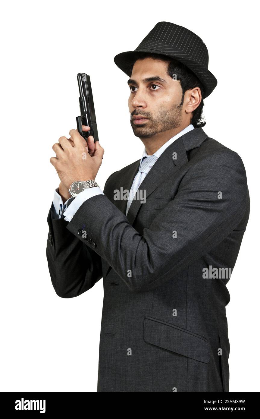 Male police private detective man on the job with a gun Stock Photo - Alamy