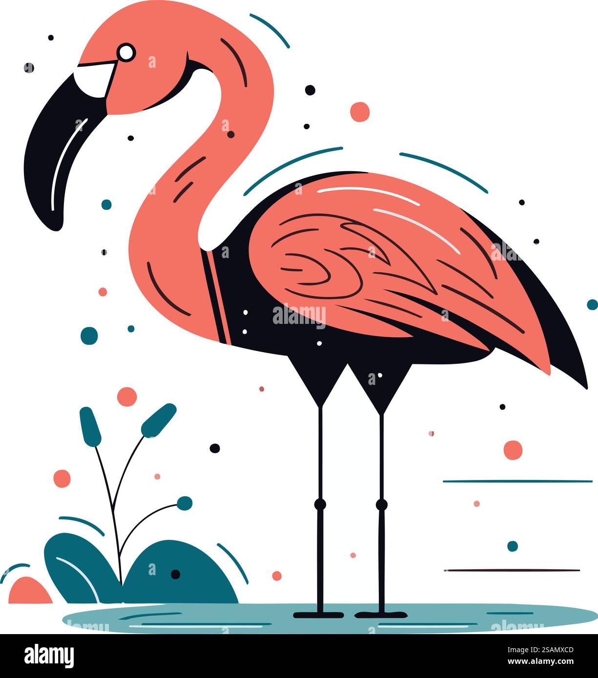 Flamingo. Vector illustration in flat style on white background Stock ...