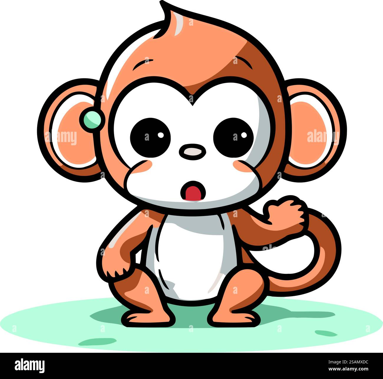 Monkey Cartoon Character Vector Illustration. Cute Cartoon Monkey ...