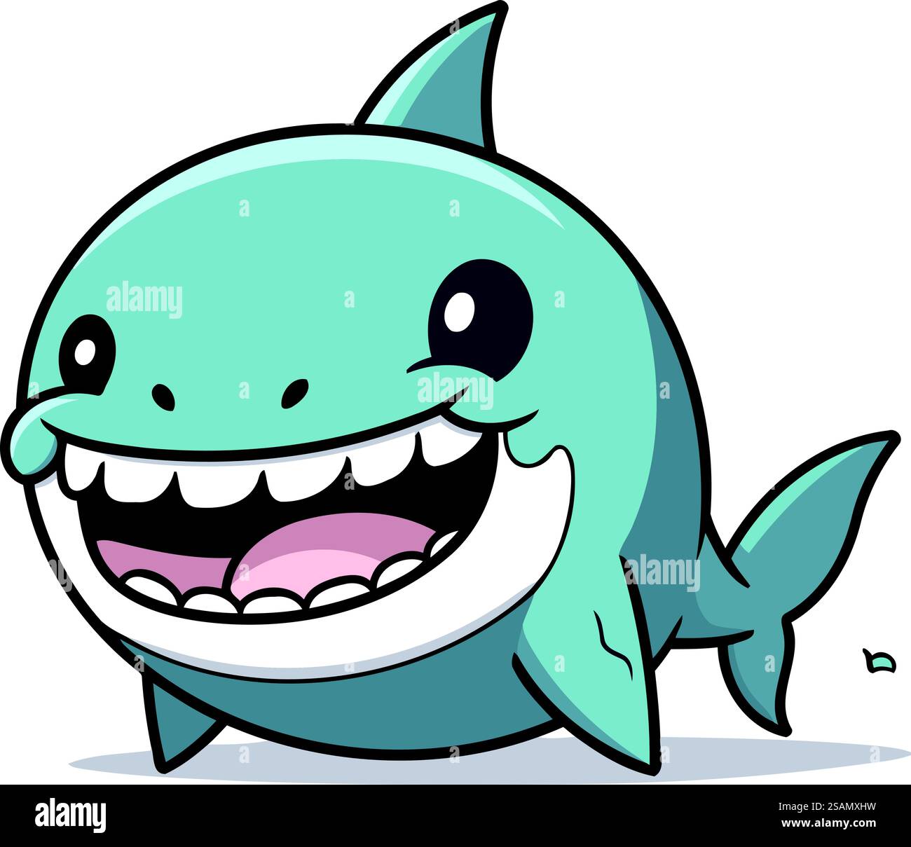 Smiling Shark Cartoon Mascot Character. Vector Illustration Stock ...