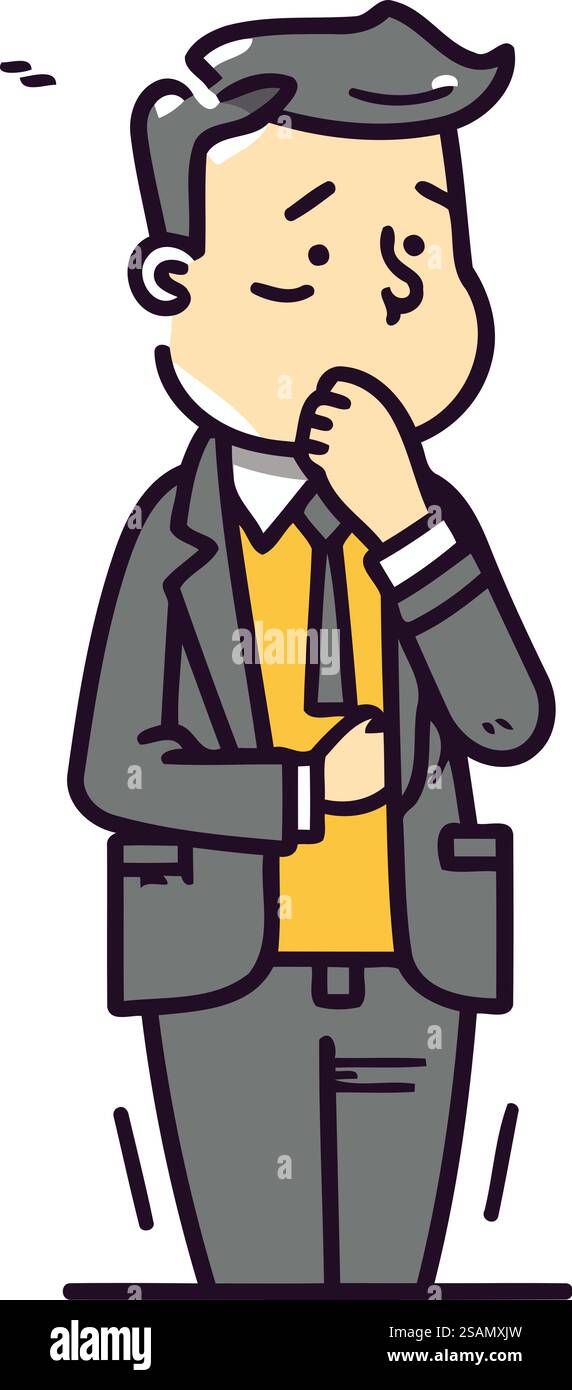 Cartoon man thinking style illustration hi-res stock photography and ...