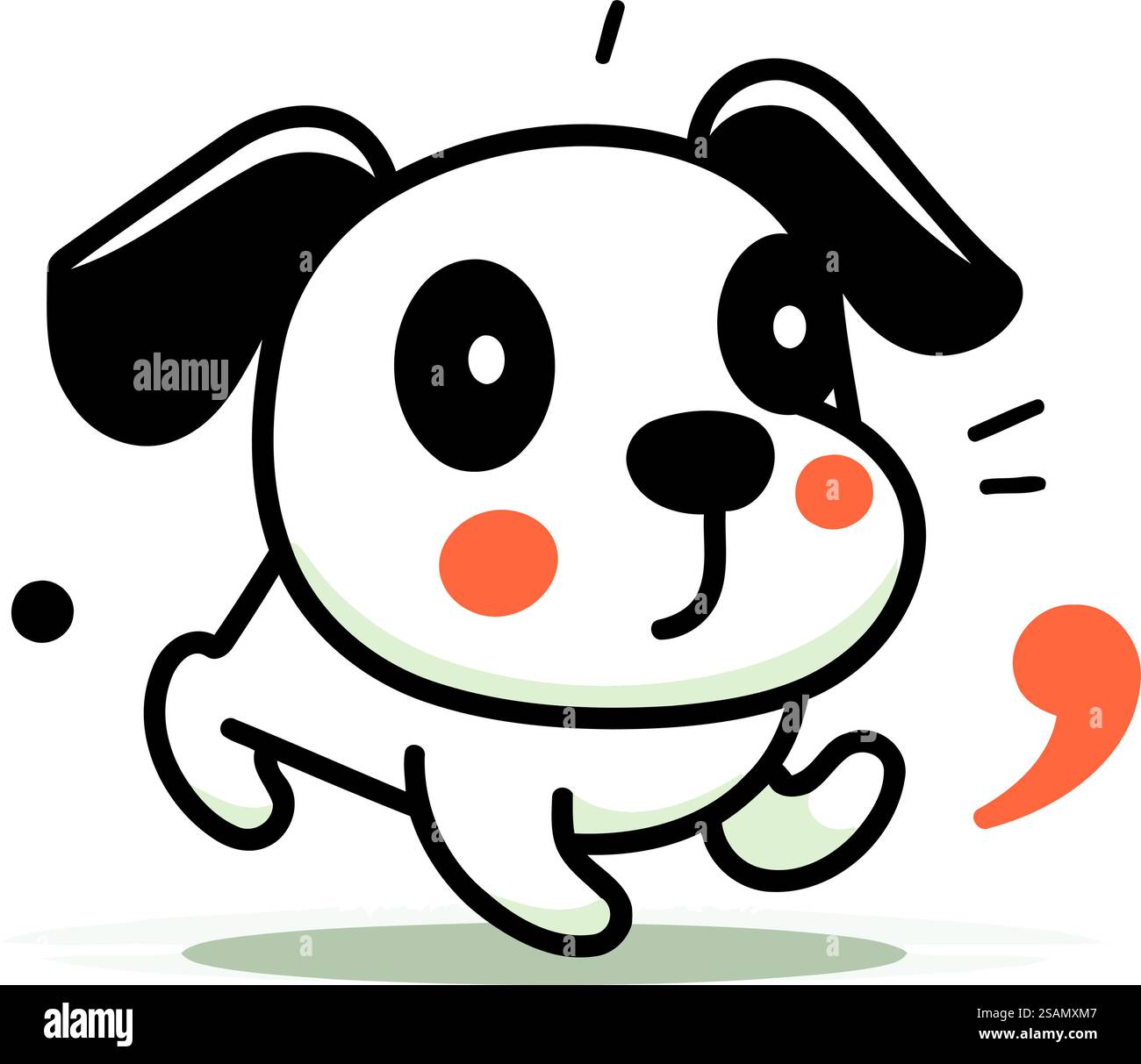 Cute cartoon dog running on a white background. Vector illustration ...
