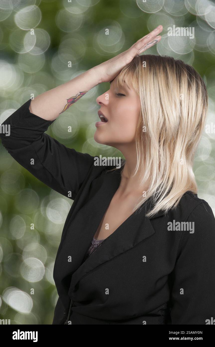 Beautiful forgetful woman hand hi-res stock photography and images - Alamy