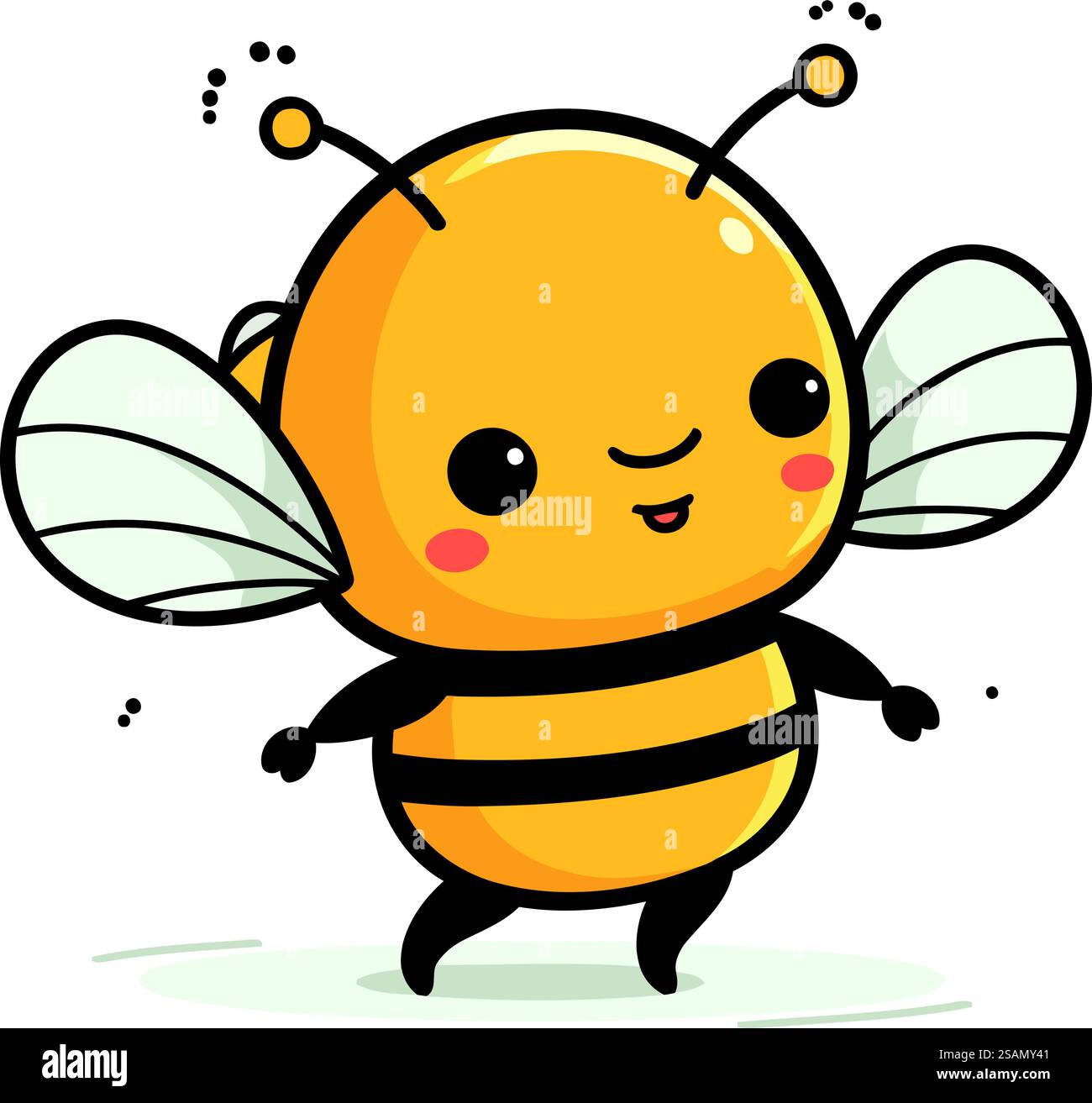 Cute happy bee. Vector illustration. Isolated on white background Stock ...