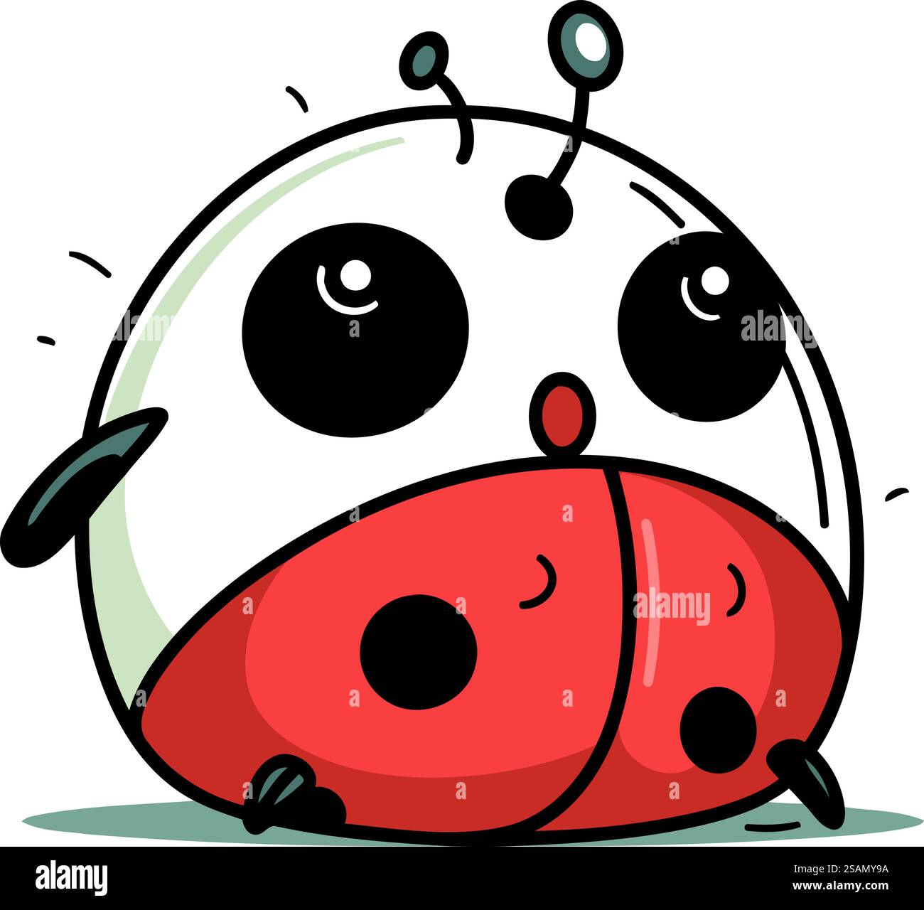 Cute ladybug cartoon character isolated on white background. Vector ...