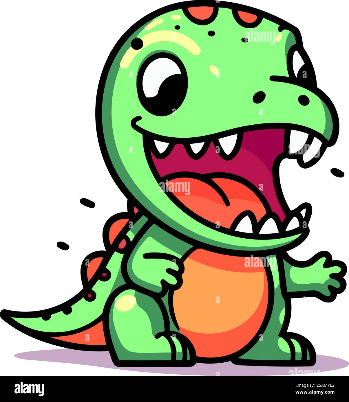 Funny Dinosaur Cartoon Mascot Character. Vector Illustration Stock ...