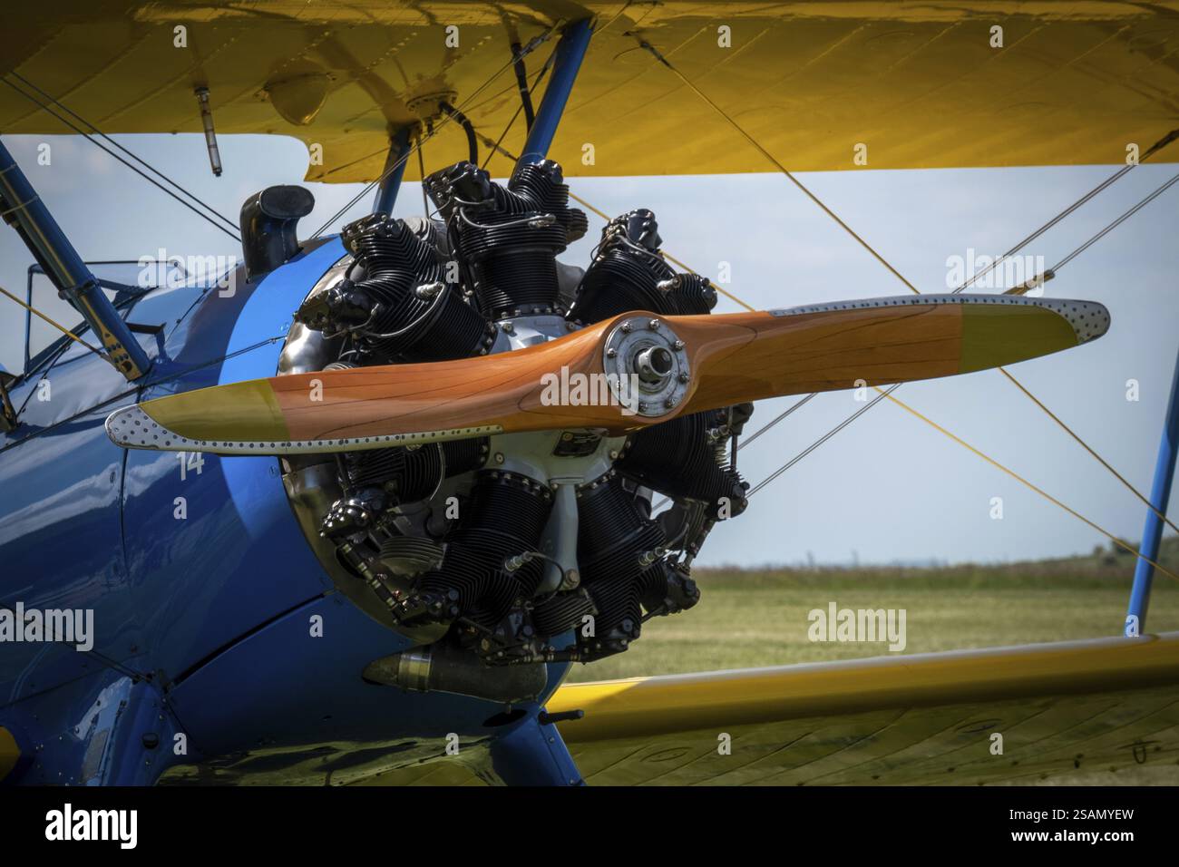 Boeing Stearman aircraft at Compton-Abbas airfield in Dorset, England ...