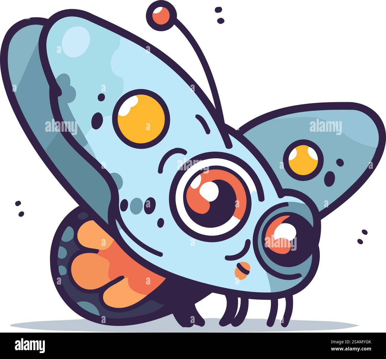 Cute cartoon butterfly character. Vector illustration in doodle style ...