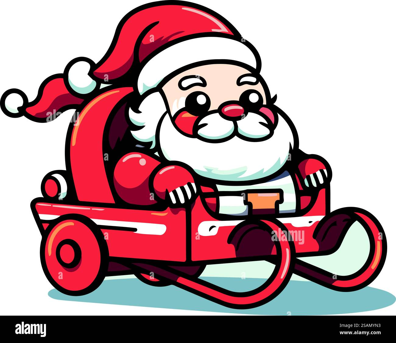 Cartoon Santa Claus riding on a sleigh. vector illustration Stock Vector Image & Art - Alamy