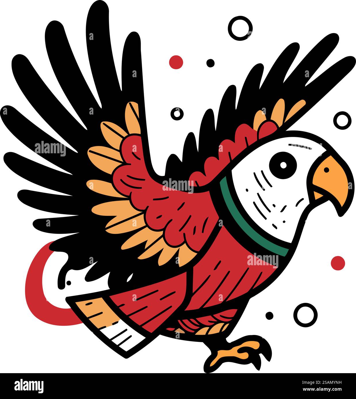Vector illustration of a flying eagle. Hand drawn doodle style Stock ...