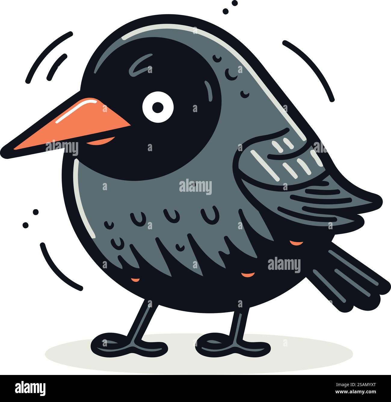 Cute cartoon crow. Vector illustration. Isolated on white background ...