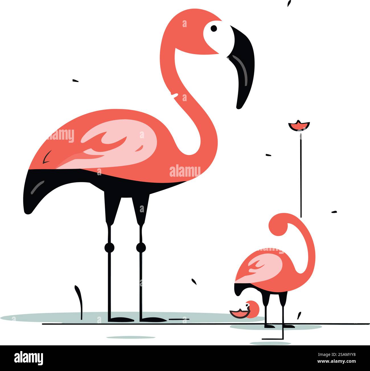 Flamingo couple in love. Vector illustration. flat style Stock Vector ...