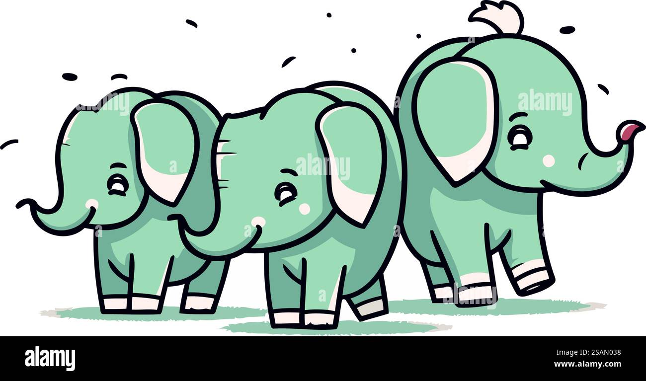 Cute elephant family vector illustration. Cartoon style. Vector ...