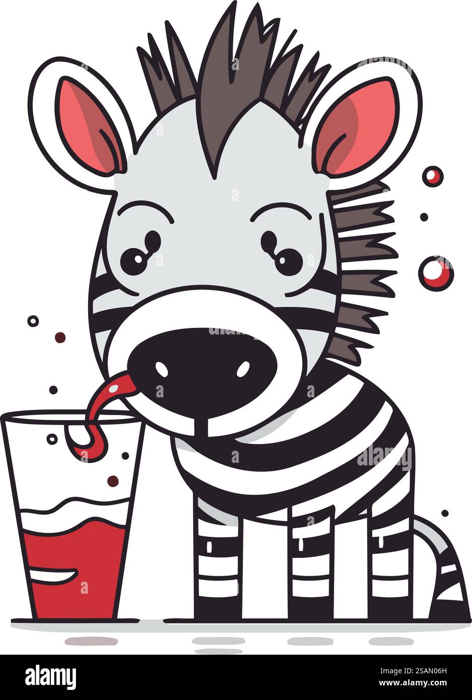 Cute zebra drinking juice. Vector illustration in cartoon style Stock ...