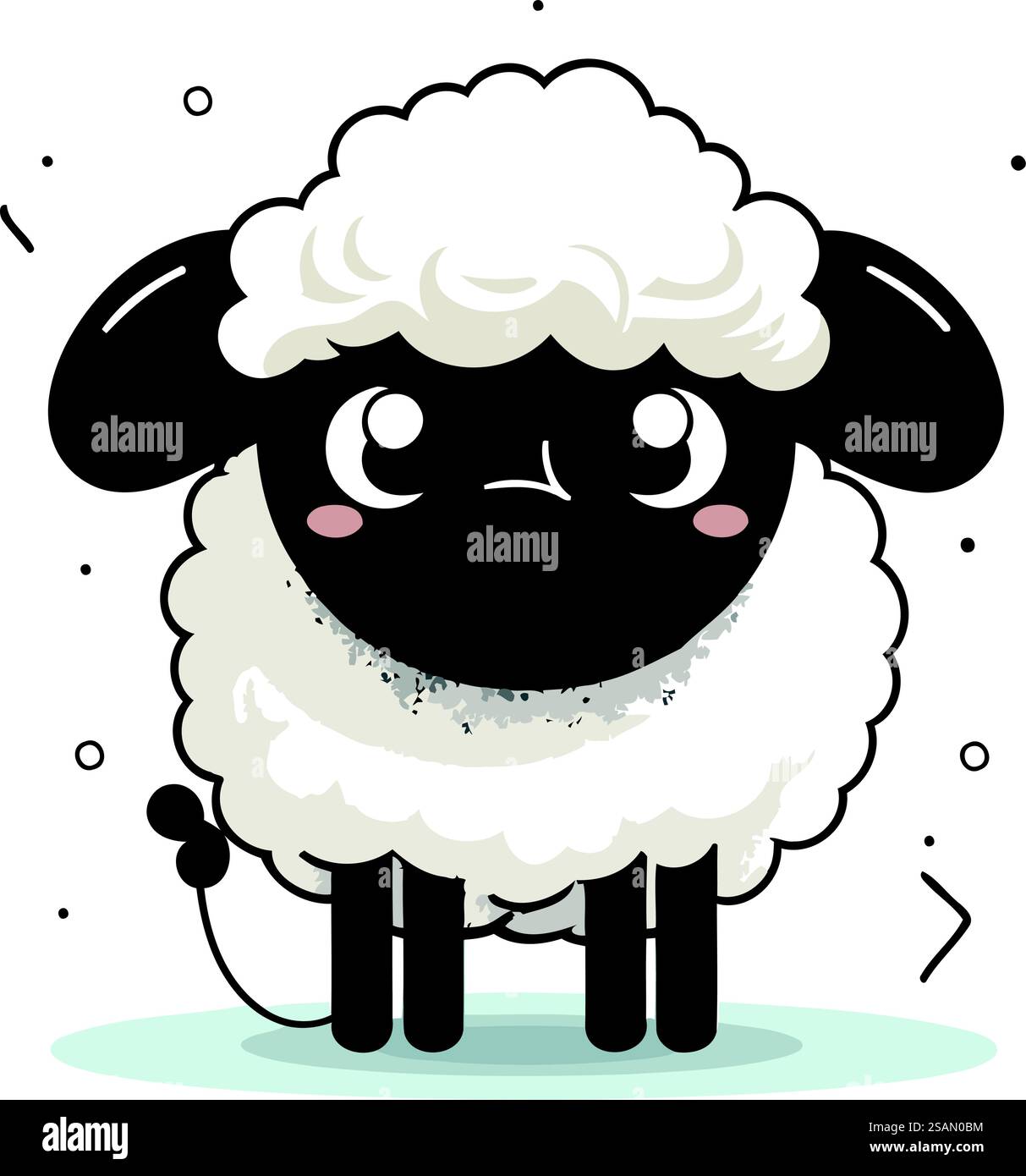 Cute sheep with sad expression. Vector illustration in cartoon style ...