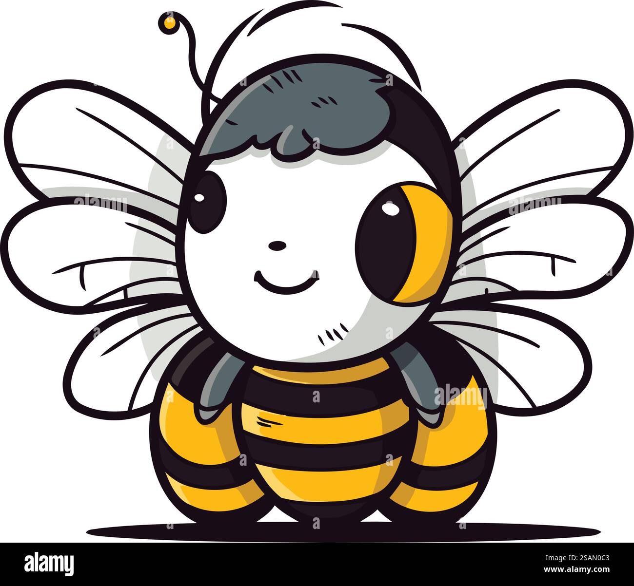 Cute cartoon bee isolated on a white background. Vector illustration ...