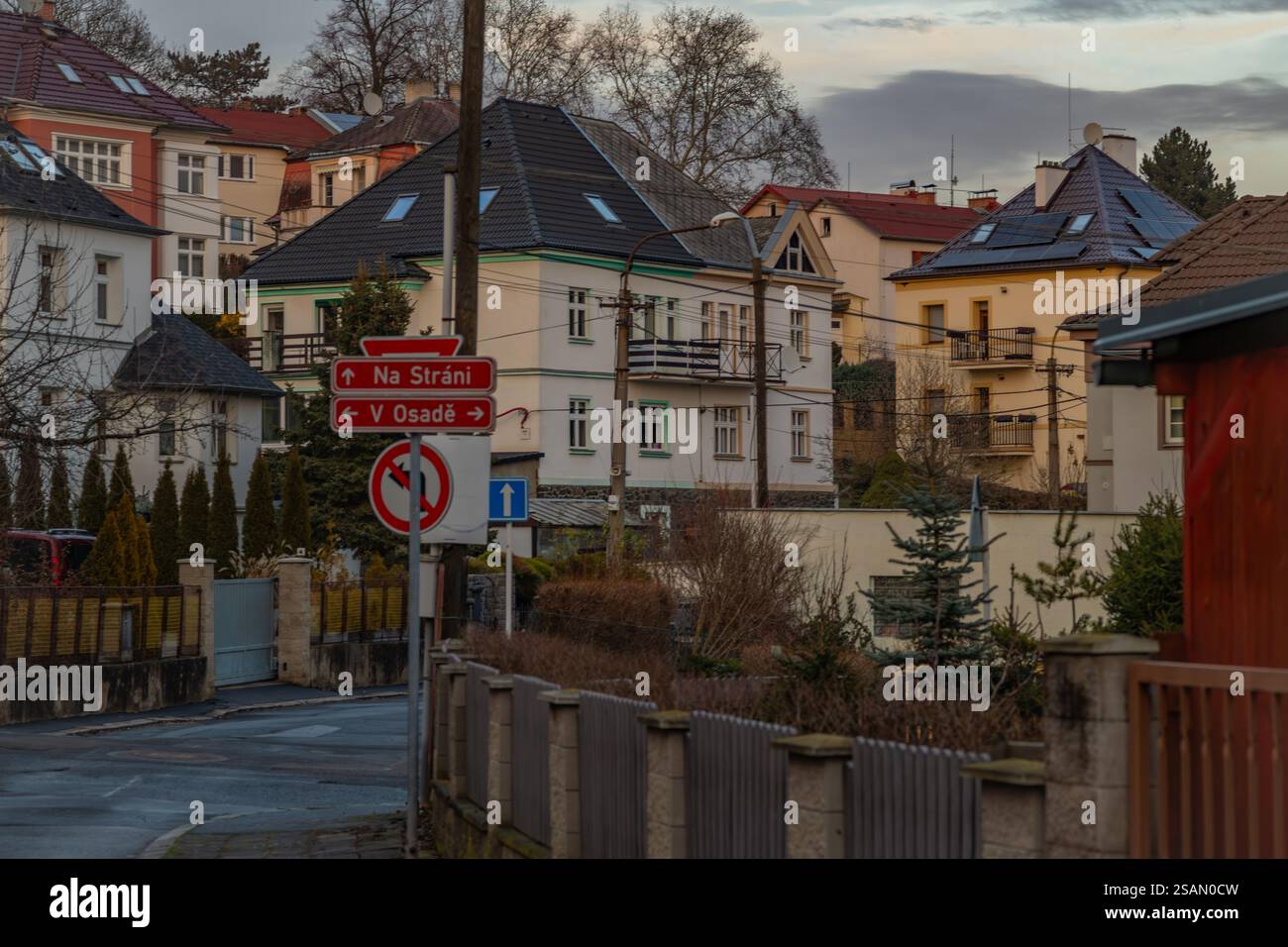 Evening view for color Klise part of city Usti nad Labem CZ 01 25 2025 ...