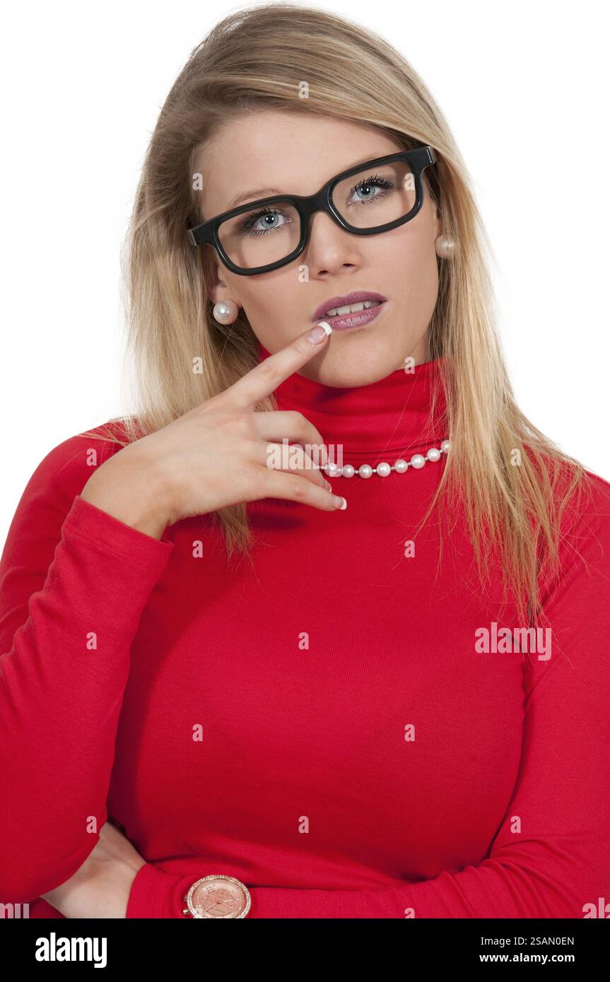 Beautiful woman thinking and deep in thought Stock Photo - Alamy