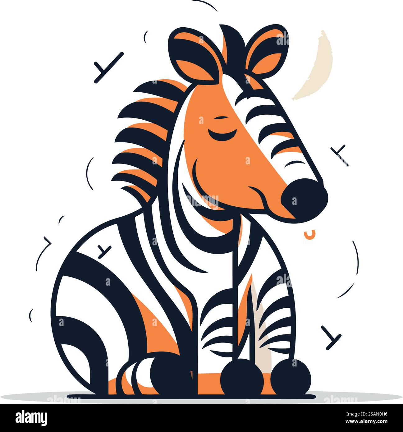 Zebra. Vector illustration in flat cartoon style. Isolated on white background Stock Vector ...
