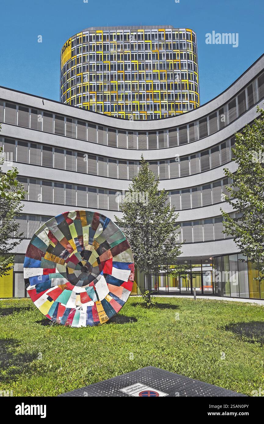 ADAC building with artwork, art in architecture, Munich, Upper Bavaria ...