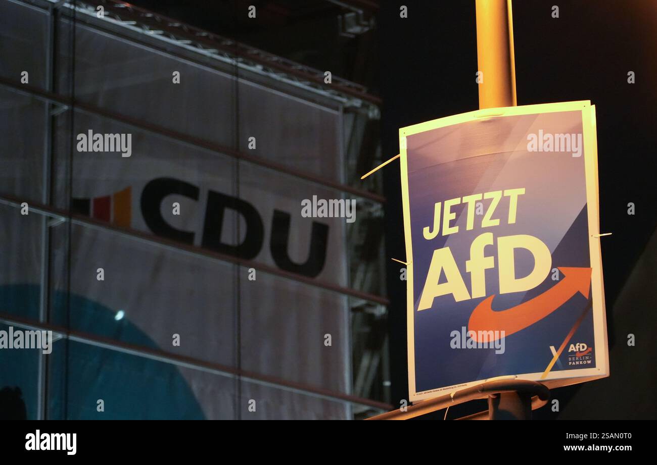 Berlin, Germany. 30th Jan, 2025. An AfD election poster can be seen in ...
