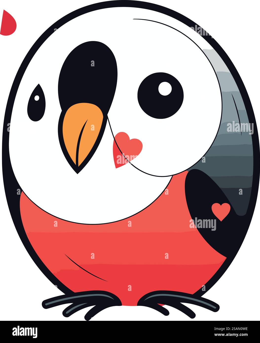 Cute cartoon parrot with heart shaped eyes. Vector illustration Stock ...
