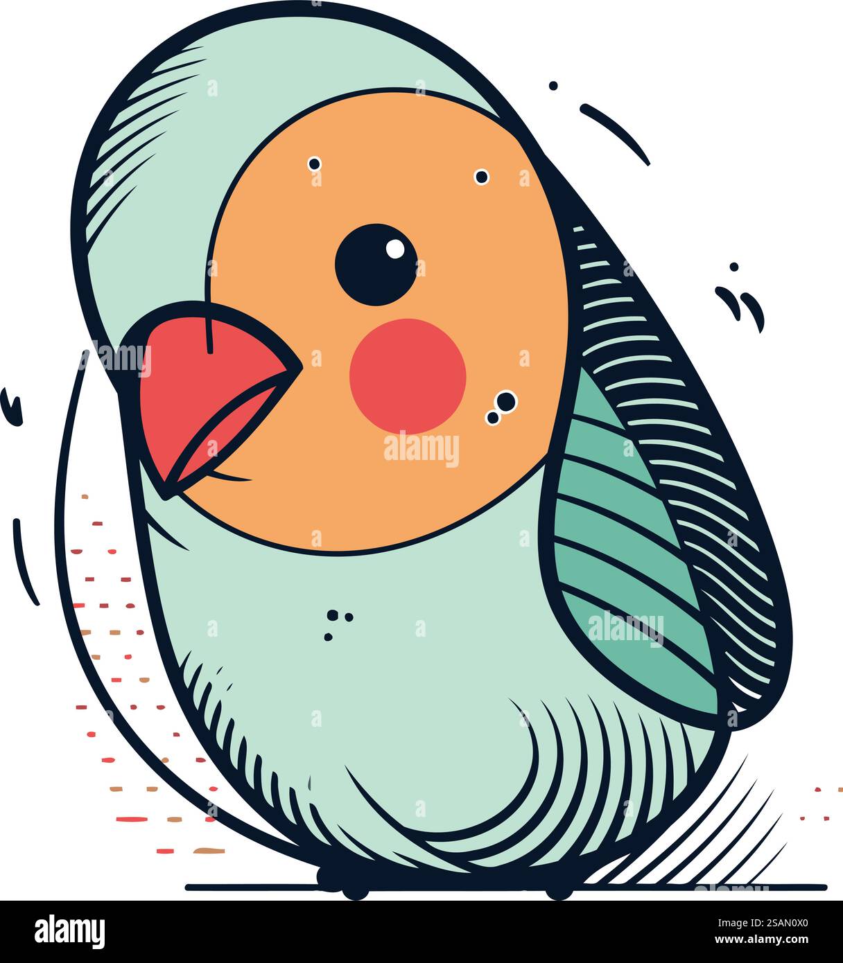 Cute little bird. Hand drawn vector illustration in cartoon style Stock ...