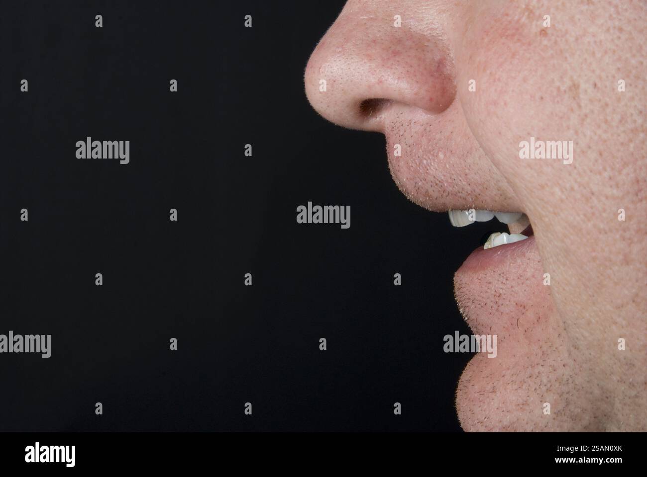 Open mouth template for addition of food objects Stock Photo - Alamy