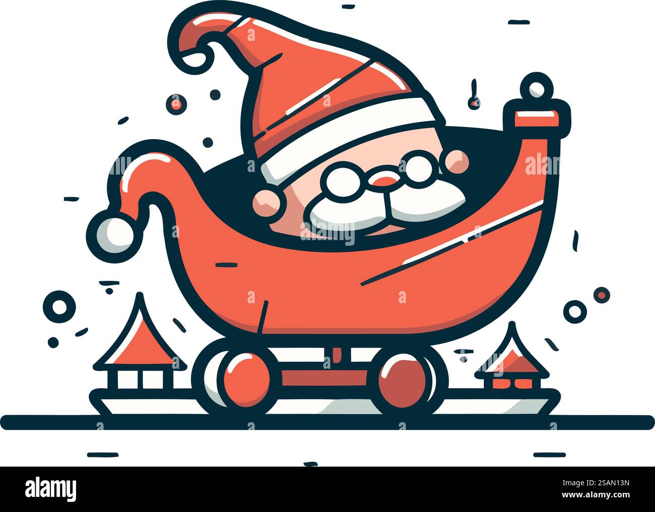 Santa Claus rides a cart with gifts. Merry Christmas and Happy New Year ...