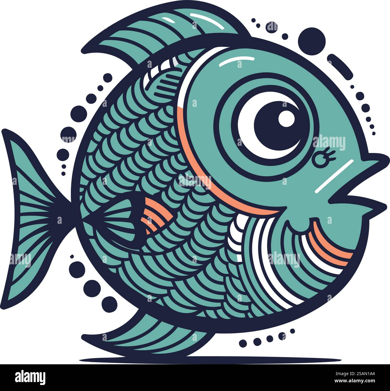 Funny fish. Vector illustration. Isolated on white background Stock ...