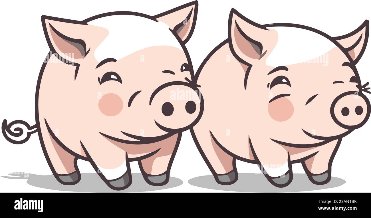 Piggy cute cartoon character vector illustration. Cute piggy cartoon ...